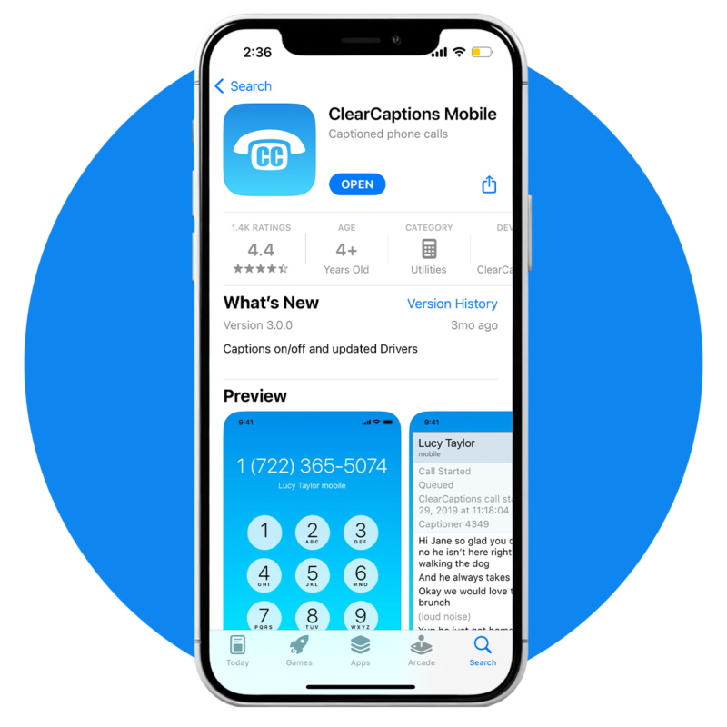 Mobile Phone Captions App - ClearCaptions